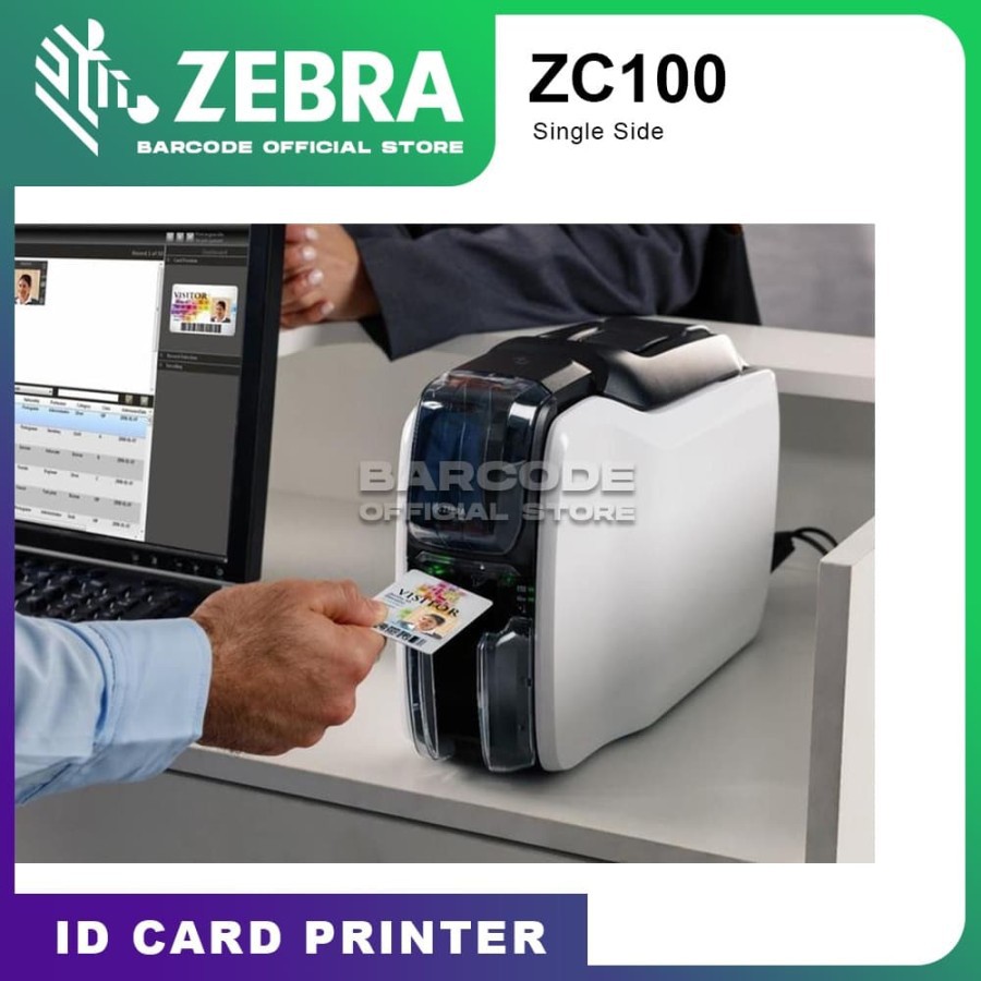 Jual ID Card Printer Kartu Zebra ZC100 - Single Side | Shopee Indonesia