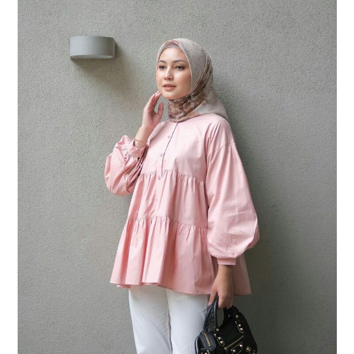 Jual SONYA BLOUSE Lengan Bishop Blouse Polos Lengan Panjang Blouse Polos Bisa Jumbo Lengan Balon ...