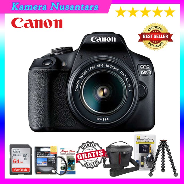 Jual CANON EOS 1500D KIT 18-55MM IS II WIFI ORIGINAL / 1500D - PAKET LENGKAP | Shopee Indonesia