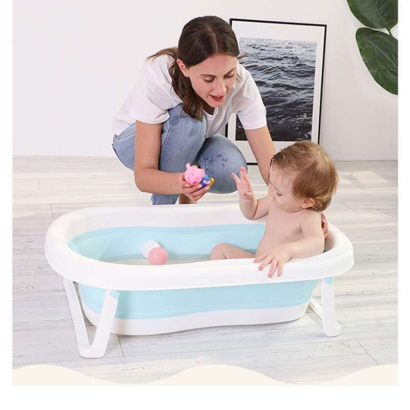 Jual BAK MANDI BAYI LIPAT Foldable Silicone Baby Bathtub | Shopee Indonesia