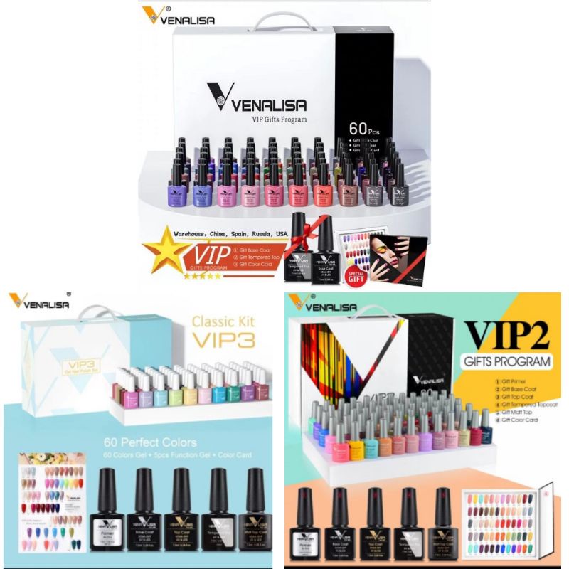 Jual venalisa set vip 1 vip 2 vip 3 mud gel 60pcs gel nail polish kutek ...