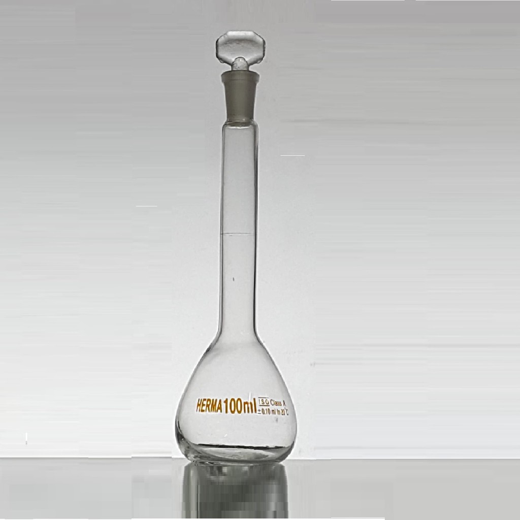 Jual LABU UKUR 10 ML | LABU TAKAR | VOLUMETRIC FLASK WITH STOPPER HERMA | Shopee Indonesia