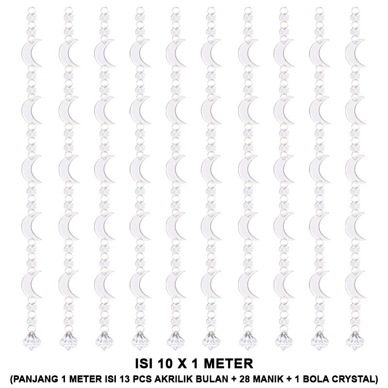 Jual EELIC TMM-BLN1M Isi 10 PCS hiasan tirai manik-manik bentuk bulan ...