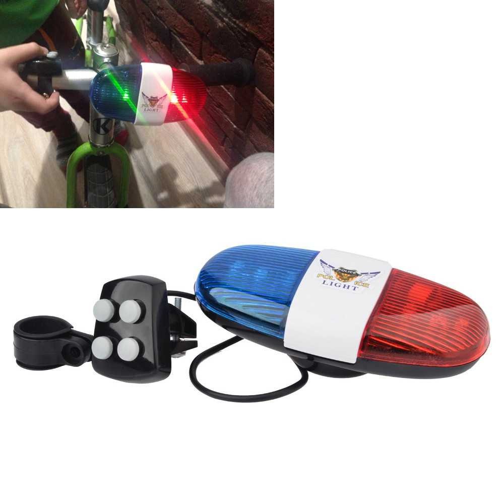 Jual Bike Bicycle 4 Sound Police Siren Trumpet Horn Bell 6 LED Rear ...