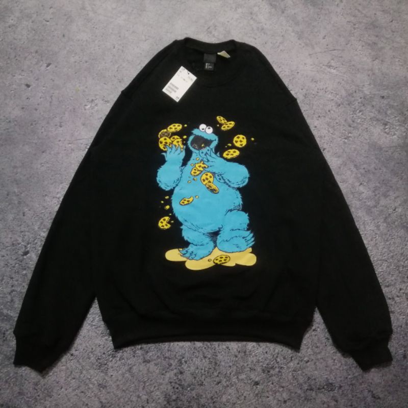 Jual CN H&M Cookie Monster Crewneck Sweater HnM untuk pria dan wanita ...