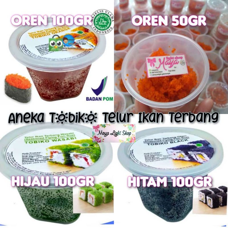 Jual Tobiko oren hijau hitam chuka sushi kurage wakame idako roefish ...