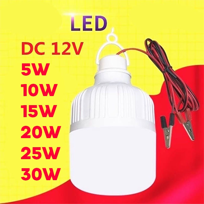 Jual Lampu Bohlam LED DC 12V Jepit ke Baterai / Aki Accu 5w 10w 15w 20w 25w 30w | Shopee Indonesia