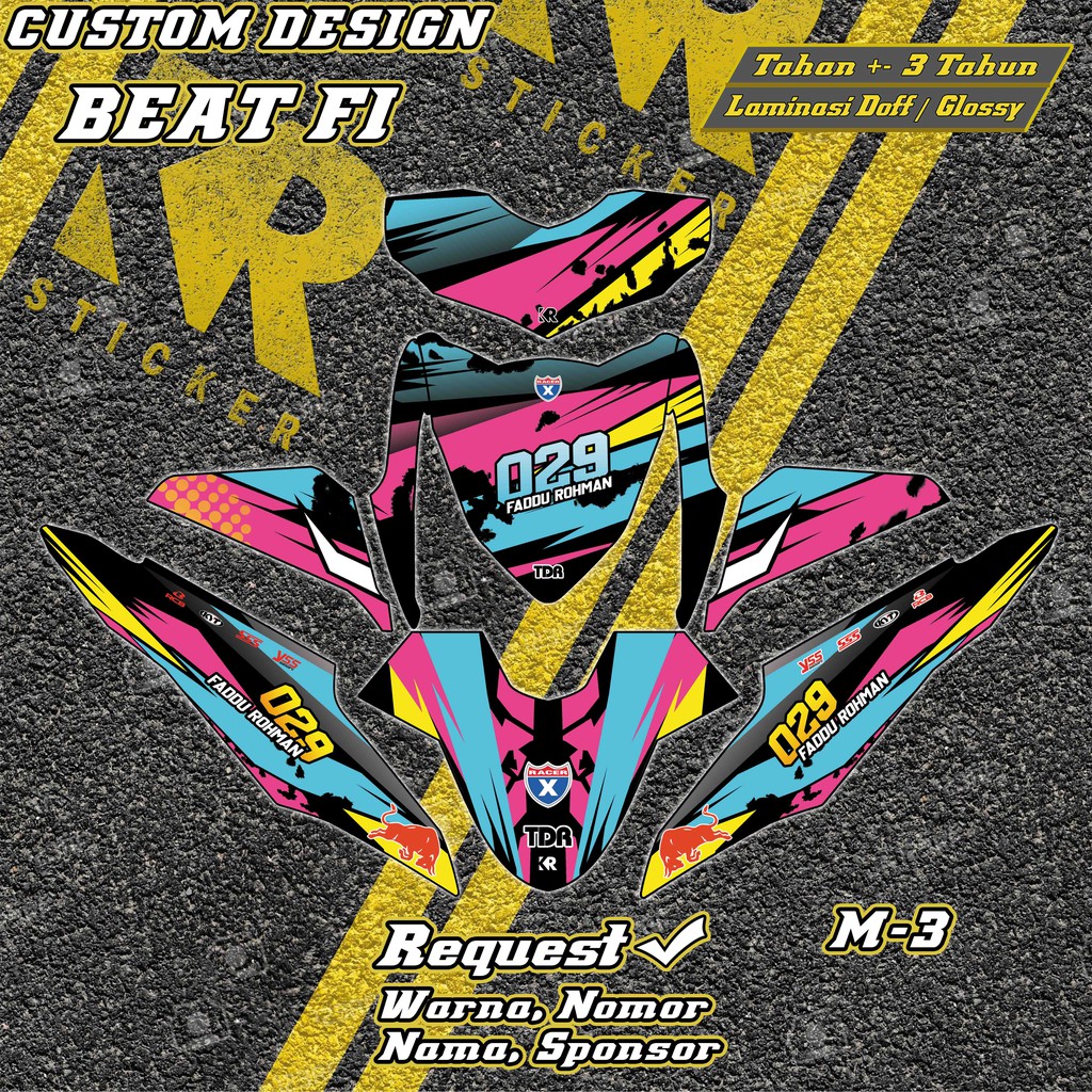 Jual Stiker decal fullbody Beat FI custom desain, request nama/nomor ...