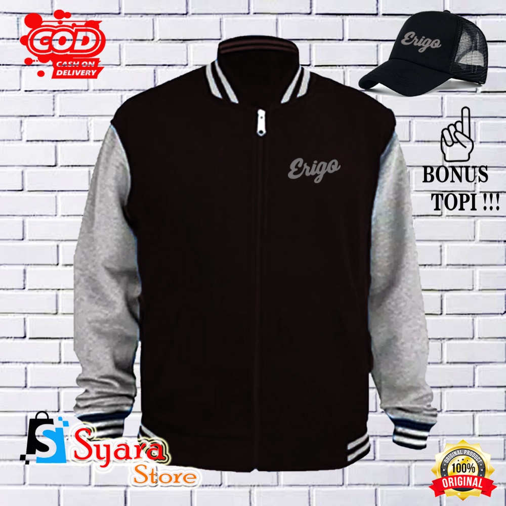 Jual Syara Store / BONUS TOPI.. Jaket Varsity Baseball Erigo Silver ...