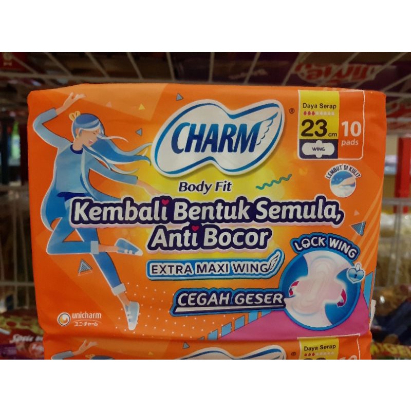 Jual CHARM BODY FIT EXTRA MAXI WING 23CM 10 PADS | Shopee Indonesia