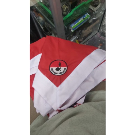 Jual SCRAF MERAH PUTIH PLUS LOGO BAHAN DRILL TEBAL | Shopee Indonesia