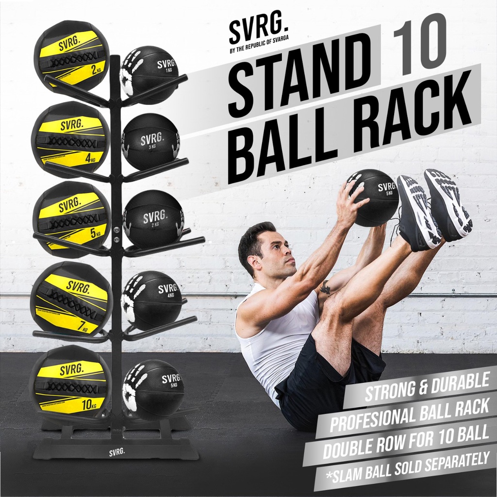 Jual Svarga Stand 10 Ball Rack - Wall Ball Rack - Medicine Ball Rack ...