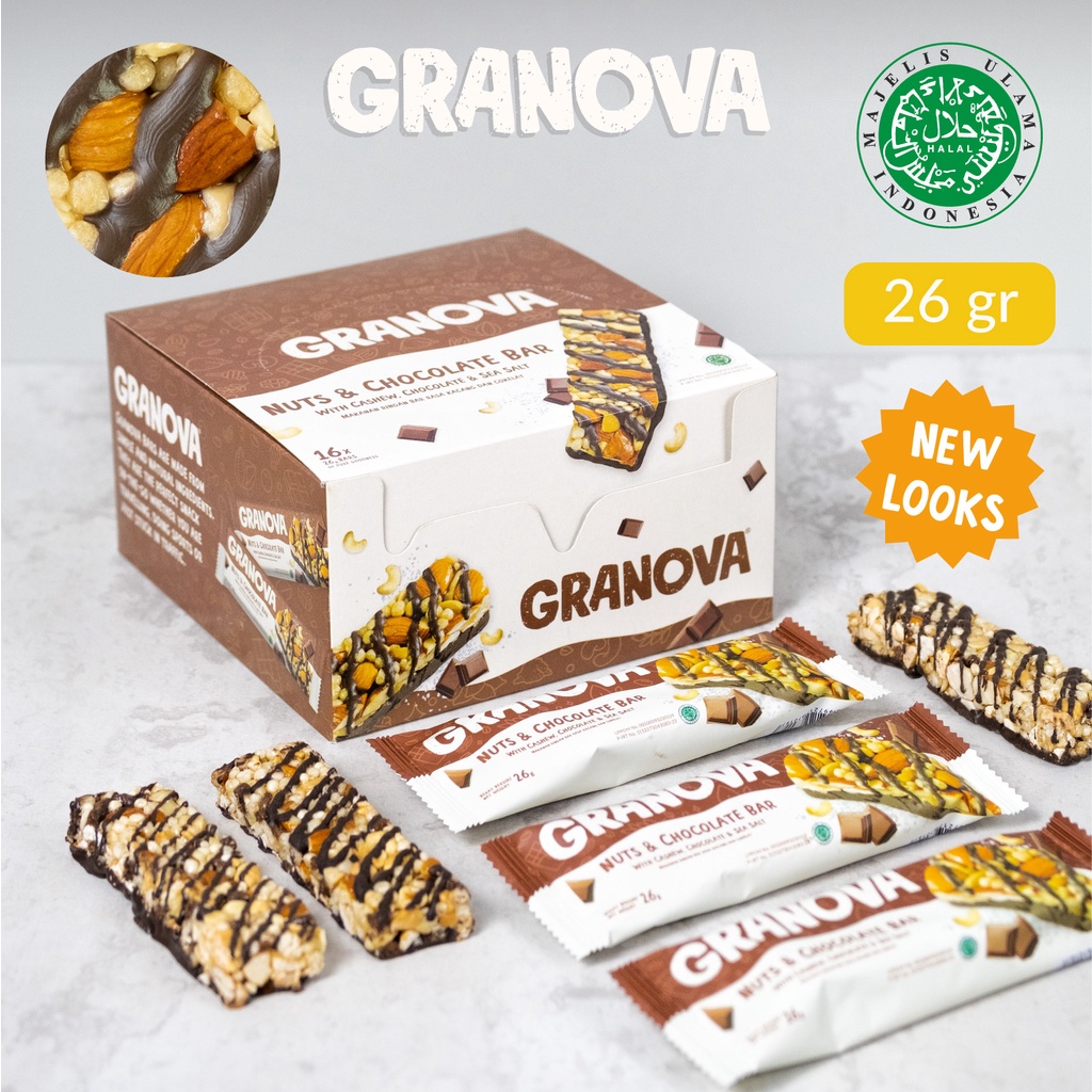 Jual Granova - Snackbar Nuts & Chocolate 26gr x 16 pcs (Rasa Coklat ...