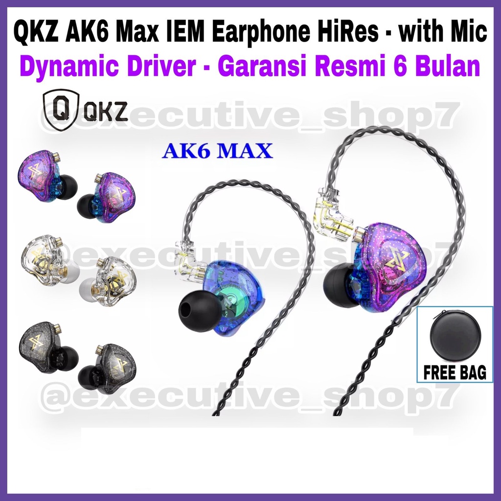 Jual QKZ AK6 Max IEM Earphone HiRes- with Mic - Dynamic Driver ...