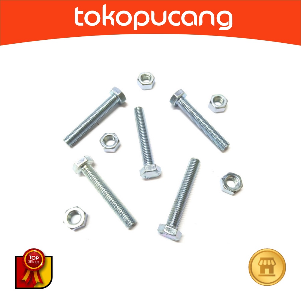 Jual B/N M8 x 50 (Baut Mur Mili Putih M 8 x 50, BN M8x50) - P1.25 ...