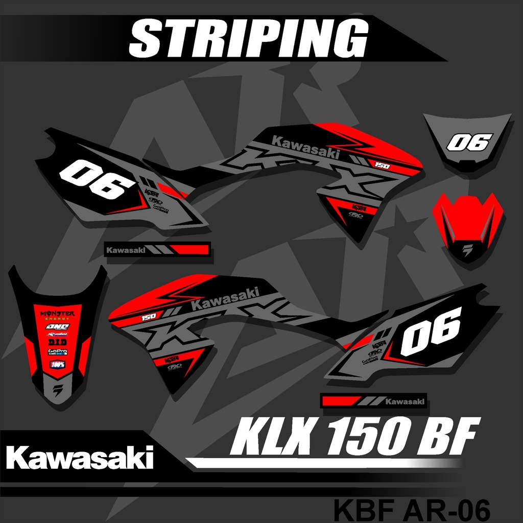 Jual Sticker Striping Stiker Lis Variasi KLX 150 G/BF/SE GRAFIS AR 06 ...