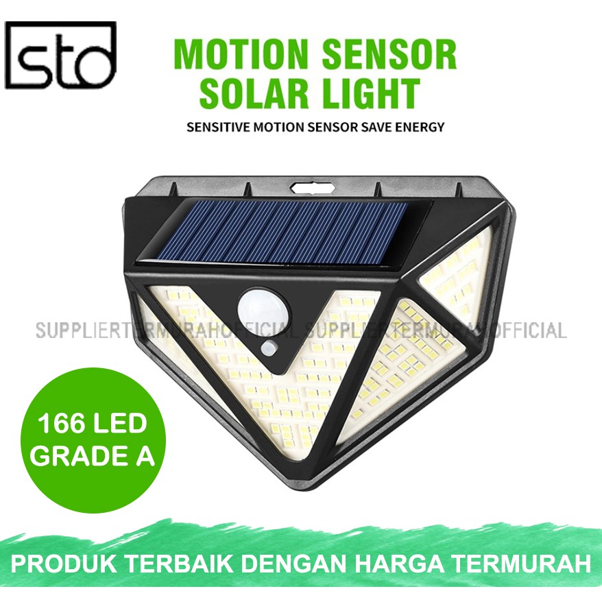 Jual Lampu Outdoor Taman Panel Solar Sensor Gerak 166 Led Tenaga Surya ...