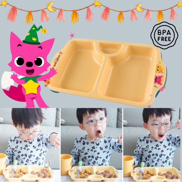 Jual piring pinkfong baby shark ori korea / corn divided food tray ...
