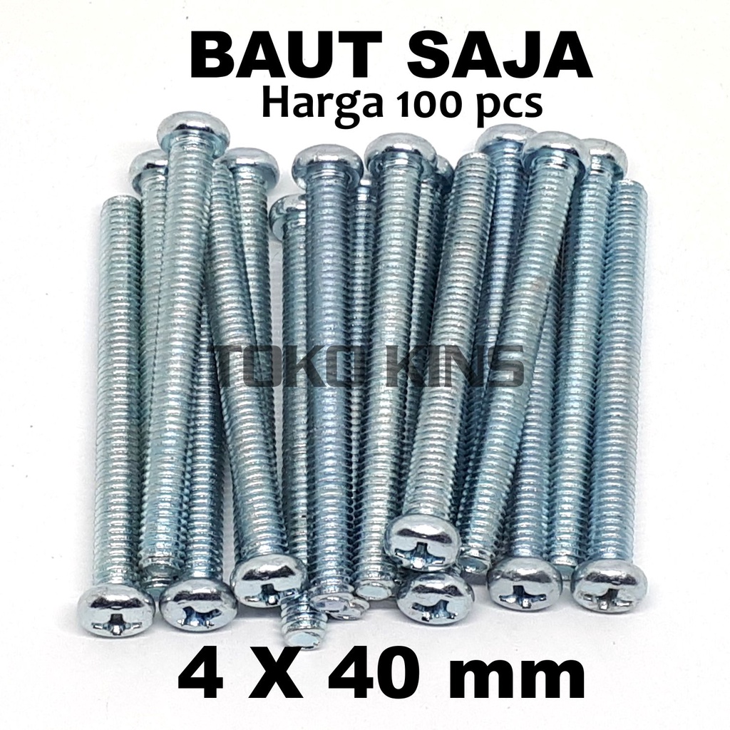 Jual JP M4 x 40 per 100 pcs Baut kepala obeng plus 4mm 4 x 40mm | Shopee Indonesia