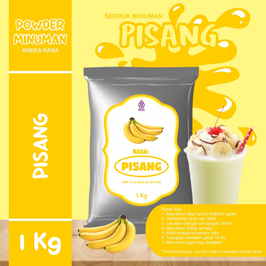 Jual Bubuk Serbuk Minuman 1kg Rasa Pisang Bubuk Minuman Kekinian ...