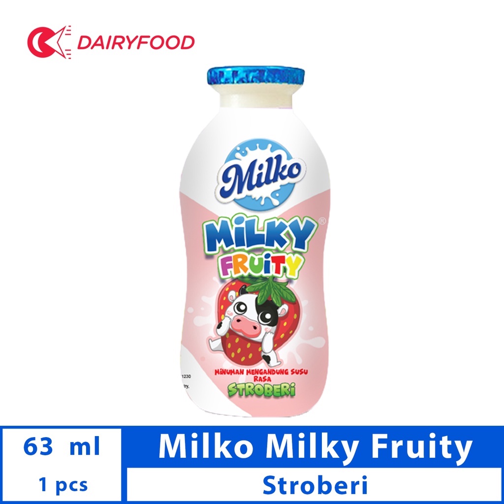 Jual MILKO MILKY FRUITY RASA STROBERI 63 ML ( 5 BOTOL ) | Shopee Indonesia