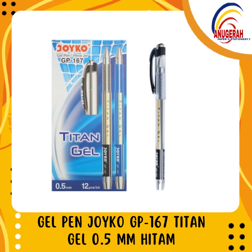 Jual Gel Pen Joyko GP-167 Titan Gel 0.5 mm Hitam (PCS) | Shopee Indonesia