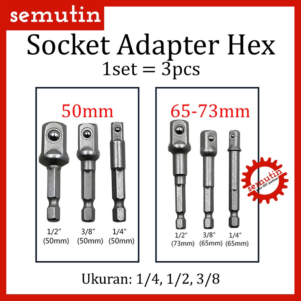 Jual Adapter Kepala Bor Hex Socket 1/4 1/2 3/8 Impact Driver / Adaptor ...