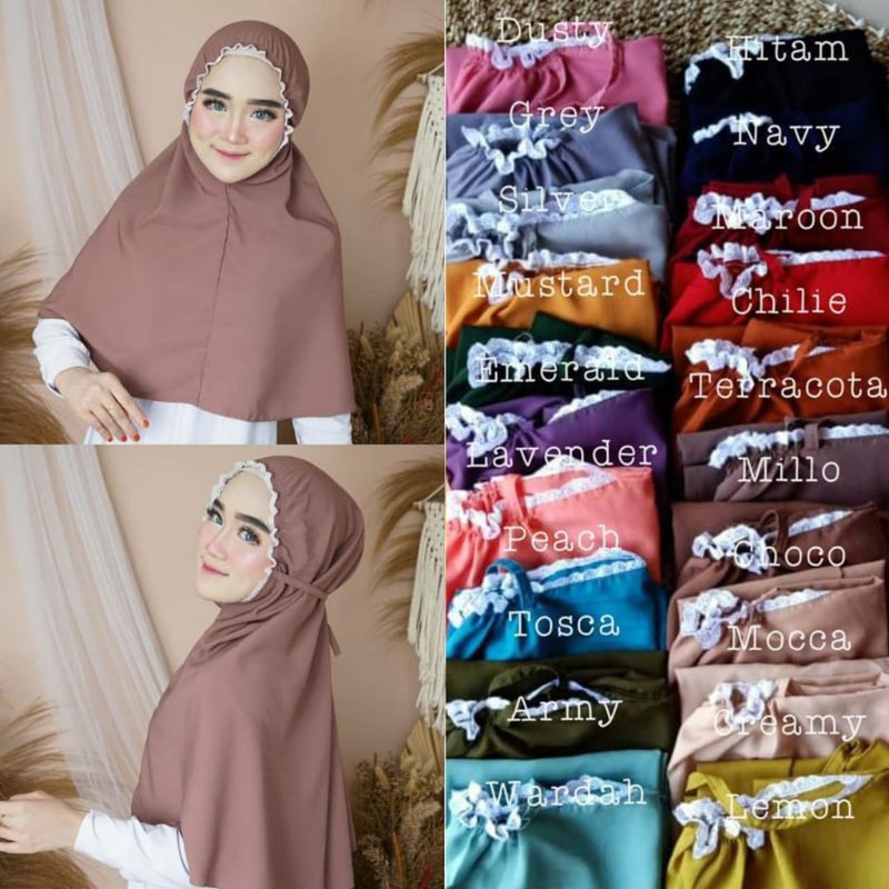 Jual Jilbab Hijab Bergo Maryam Renda Kerut Diamond Kerudung Bergo Non Pet | Shopee Indonesia