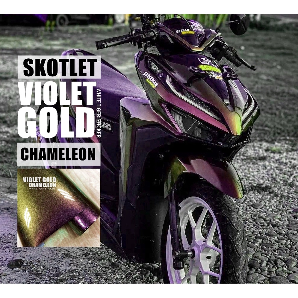 Jual SKOTLET STIKER MOTOR VIOLET GOLD BUNGLON CHAMELEON SKOTLET VIOLET ...