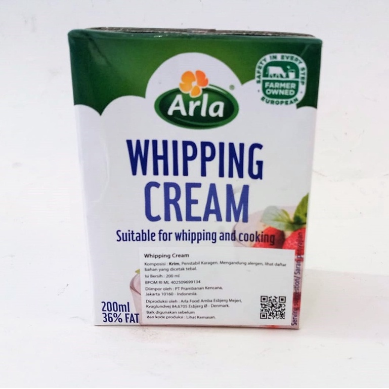 Jual ARLA WHIPPING CREAM 200 ML / SUITABLE FOR WHIPPING AND COOKING ...