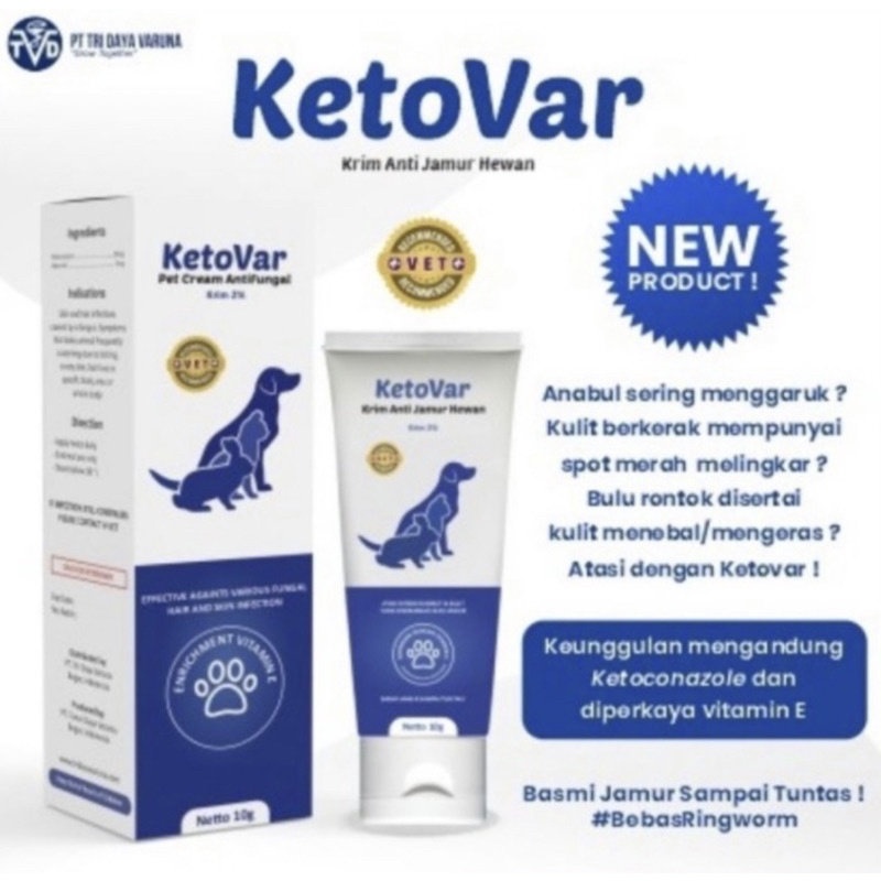 Jual Ketovar 10gr cream anti jamur anjing kucing | Shopee Indonesia