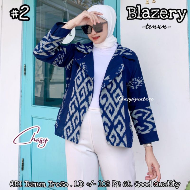 Jual BLAZERY TENUN / BLAZER TENUN / CARDIGAN TENUN MOTIF BATIK / BLAZER ...