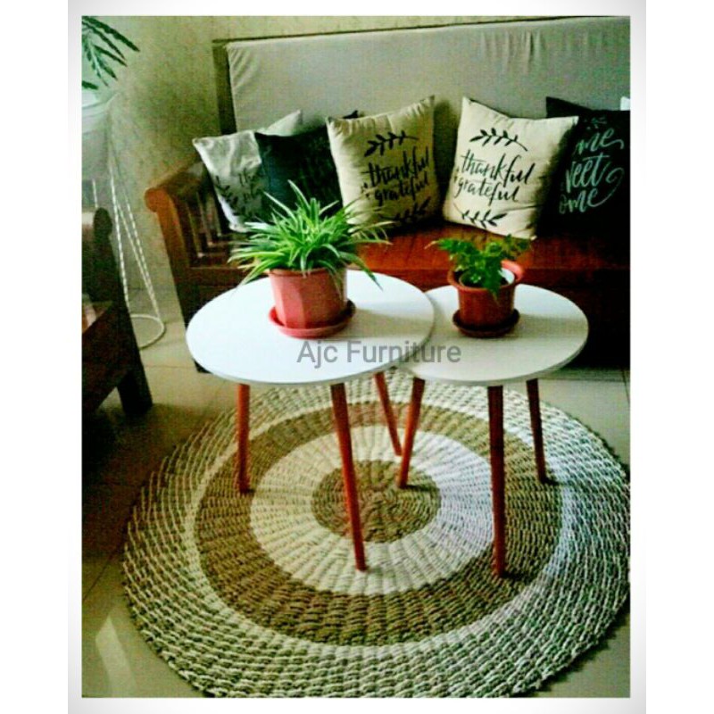 Jual Meja bulat segitiga minimalis scandinavian 1set isi 2 samping tamu ...