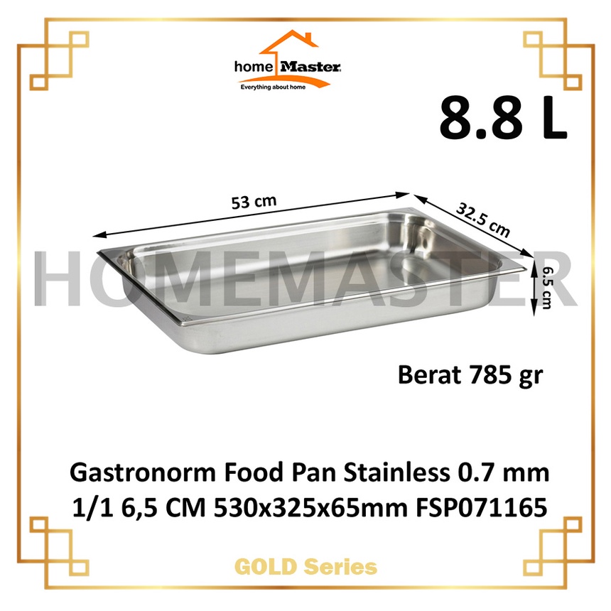 Jual HomeMaster Gastronorm/Gastronom Food Pan Insert Chafing Dish Lauk/Prasmanan/Saji Stainless ...