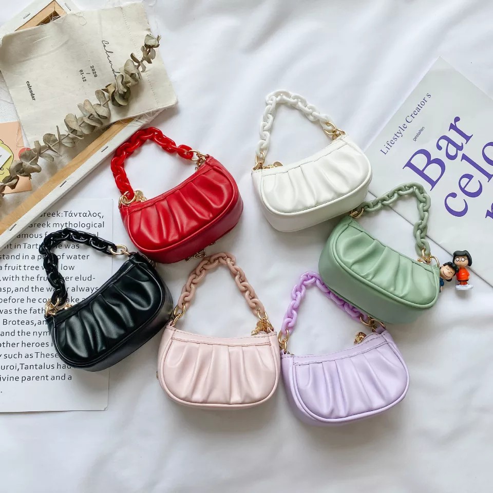 Jual Tas Selempang Wanita Korea Smiley Kerut / Tas Rantai SMILEY KERUT ...