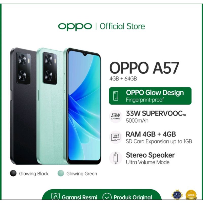 Jual OPPO A57 4GB/64GB [5000mAh, 33W SuperVOOC, RAM Expansion, Ultra ...