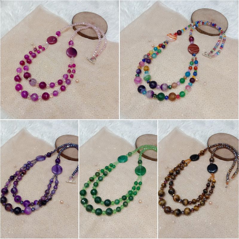 Jual Kalung Batu Alam mix Kristal 2 Layer | Shopee Indonesia