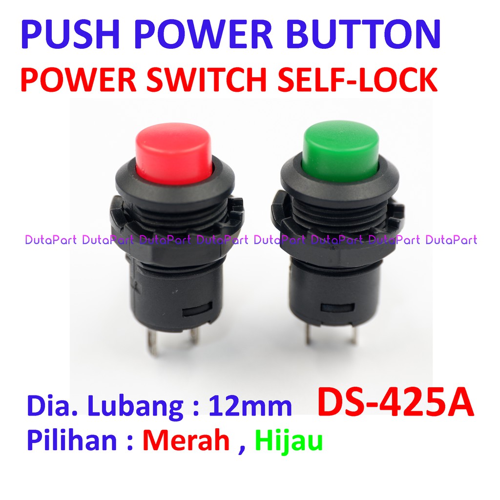 Jual Push Power Button SELF-LOCK Kunci Switch Saklar DS-425A Kualitas ...