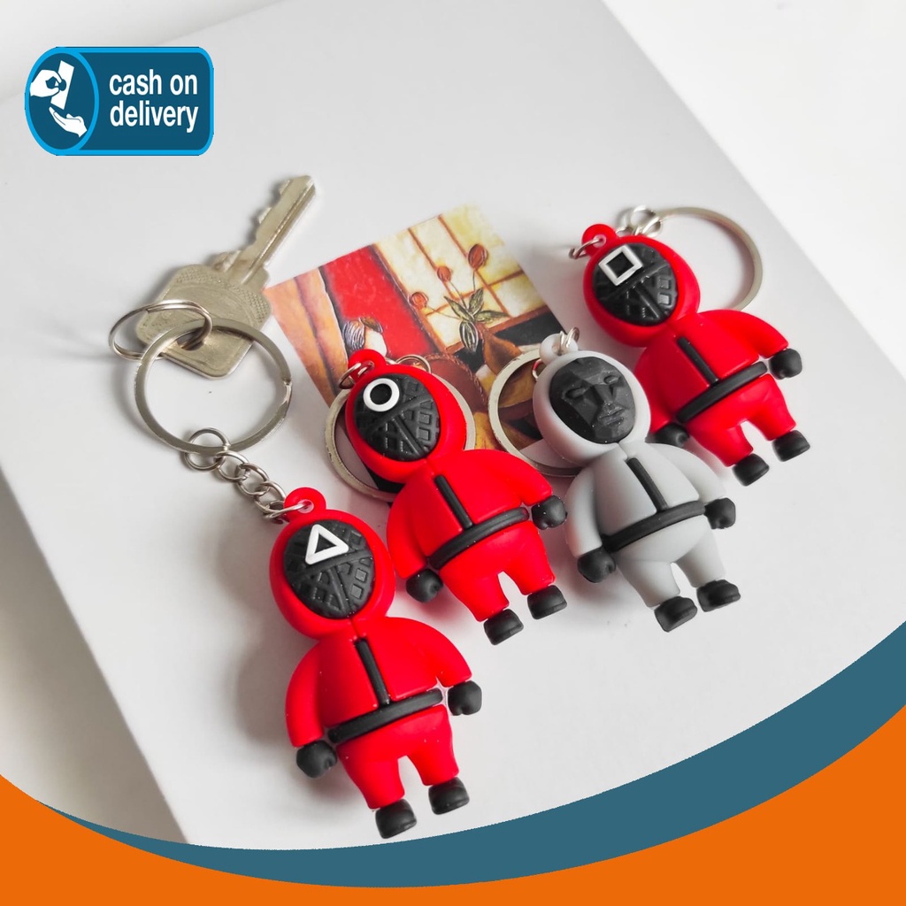 Jual GANTUNGAN KUNCI KARET SQUID GAME / RUBBER KEYCHAIN SQUID GAME MURAH LUCU UNIK GANCI ...