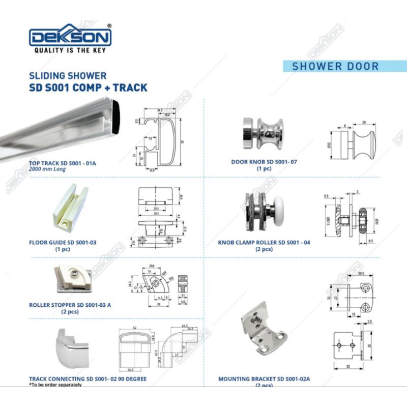 Jual Sliding Glass Door Dekson Dekkson SD 001 Set Roda Rel 2 Meter ...