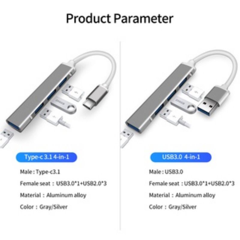 Jual USB Hub Adapter Splitter 4 Port USB 3.0 Tipe C Untuk PC Laptop ...