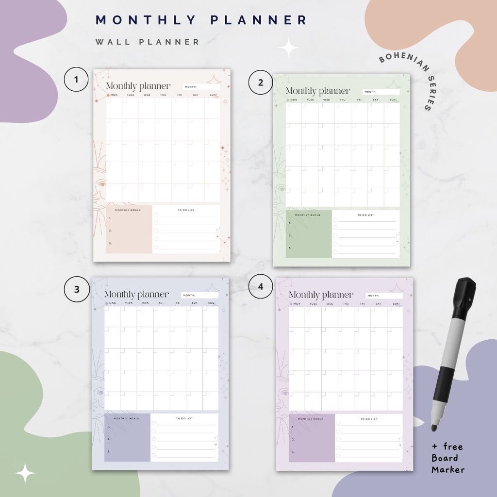 Jual Wall Planner Solucine - Bohemian Series - Yearly Planner, Monthly ...