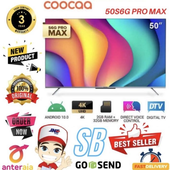 Jual Coocaa Led Tv 50 Inch 50S6G Pro Smart Tv Android 10 Uhd 4K 50" Digital | Shopee Indonesia