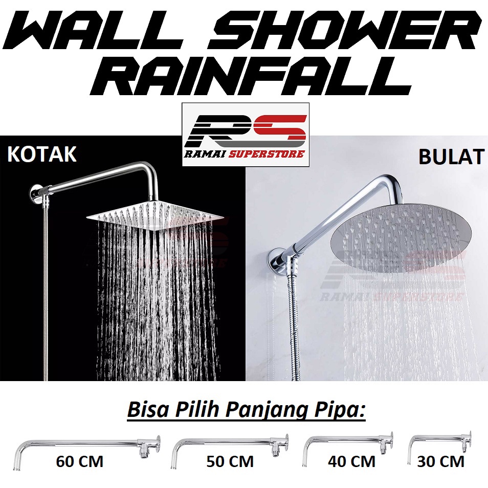 Jual Wall Shower Rainfall Pipa Dan Kepala Shower Hujan | Shopee Indonesia