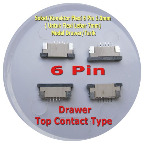Jual Soket/Konektor Flexible FFC FPC 6 Pin 1.0mm Drawer Top Contact ...