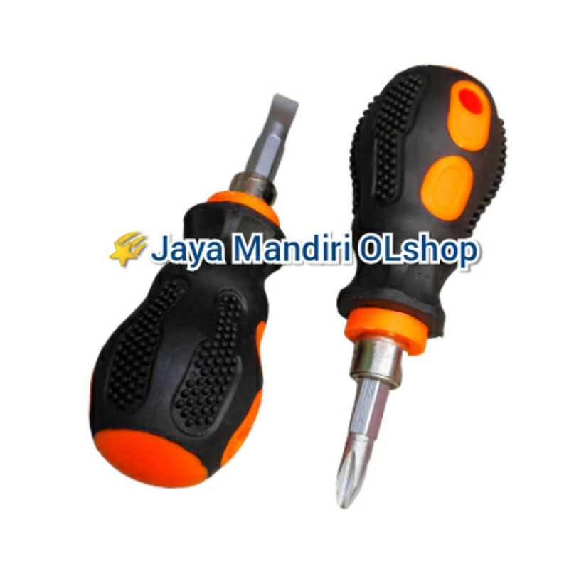 Jual Obeng Bolak Balik Cebol / Obeng Pendek 2in1 Gagang Lapis Karet ...