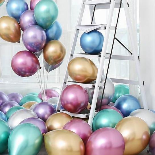 Jual Balon Latex Chrome Double Metalik 12 Inch ( 50 PCS) | Shopee Indonesia