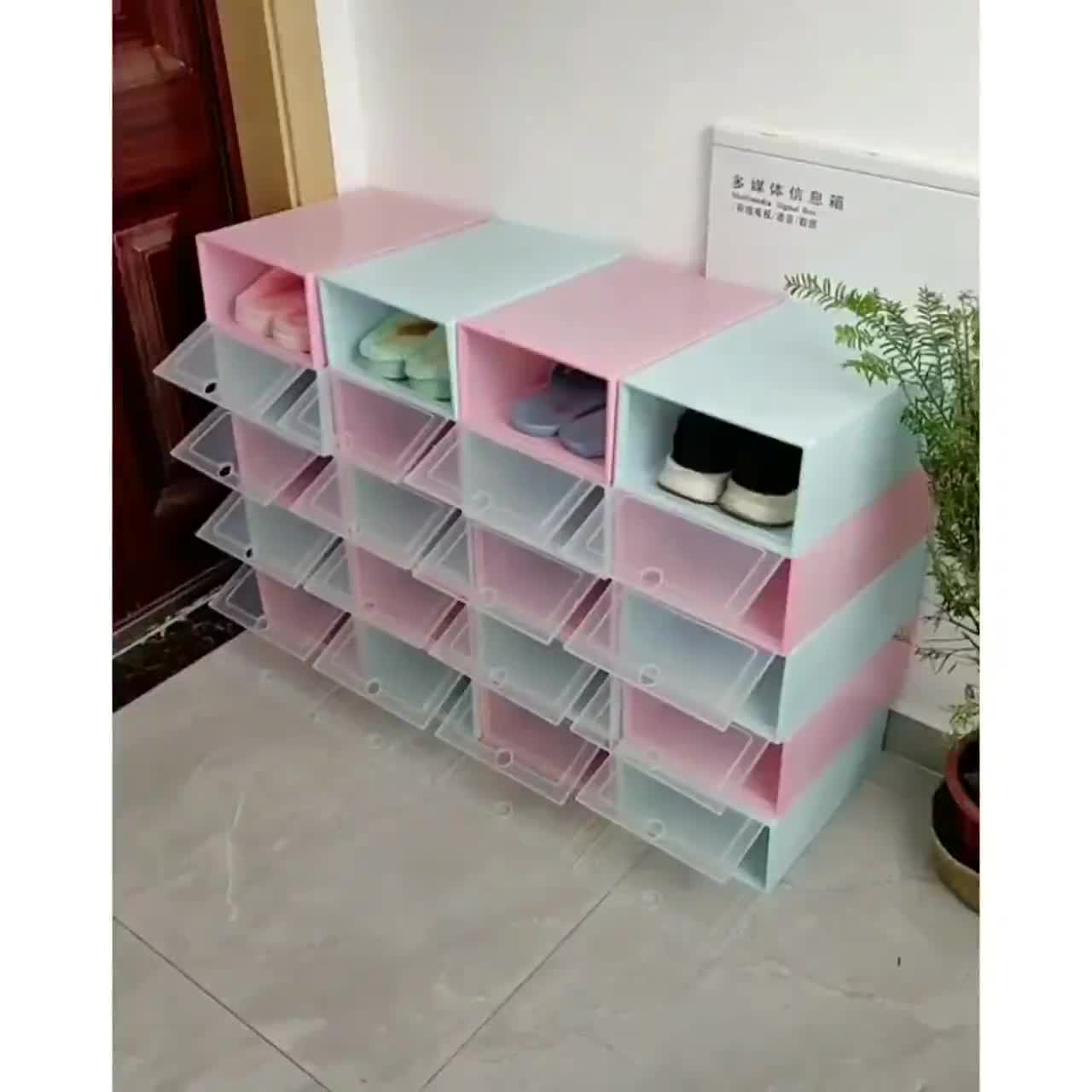 Jual Kotak Sepatu Lipat Transparan Tebal Shoes Storage Box Organizer ...