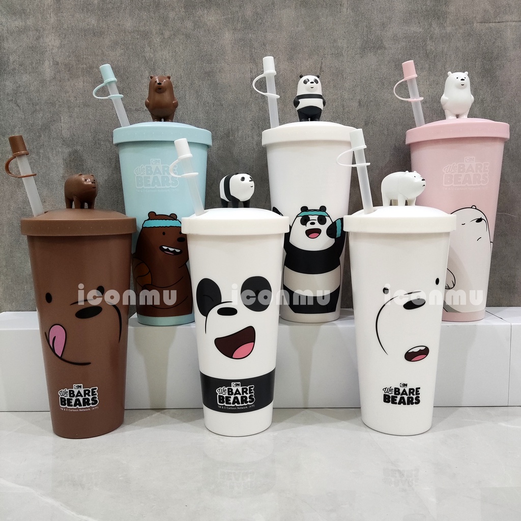 Jual Miniso Botol Minum Tumbler Dengan Sedotan Karakter We Bare Bears ...
