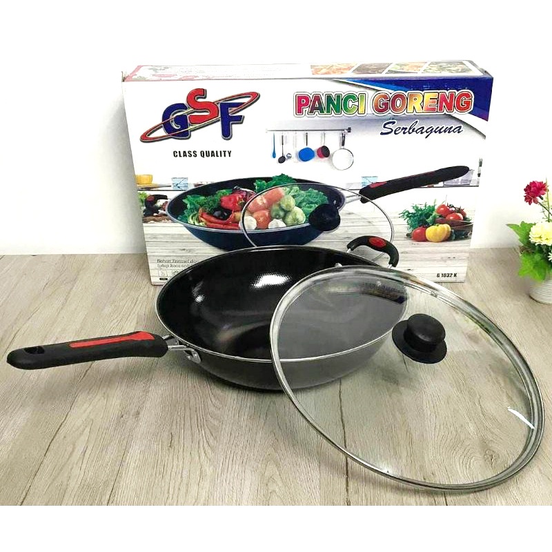 Jual WAJAN PANCI ENAMEL KUALI ANTI LENGKET PENGGORENGAN TEFLON 32 CM WITH LID Q2 1032K | Shopee ...